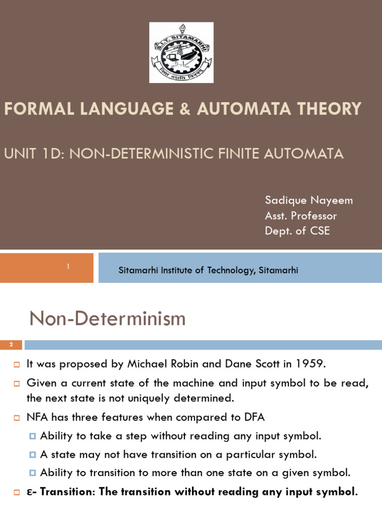 FLAT Unit 1d NFA and Language of NFA | PDF