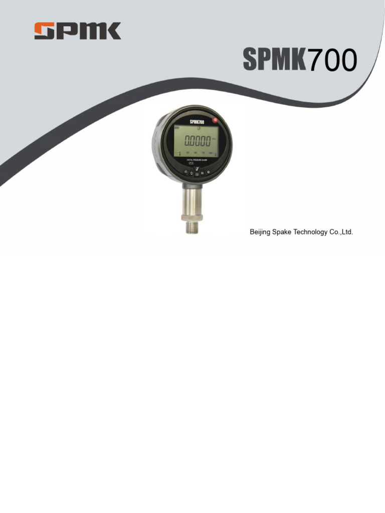 SPMK700 Digital Pressure Gauge Manual | PDF | Pressure Measurement