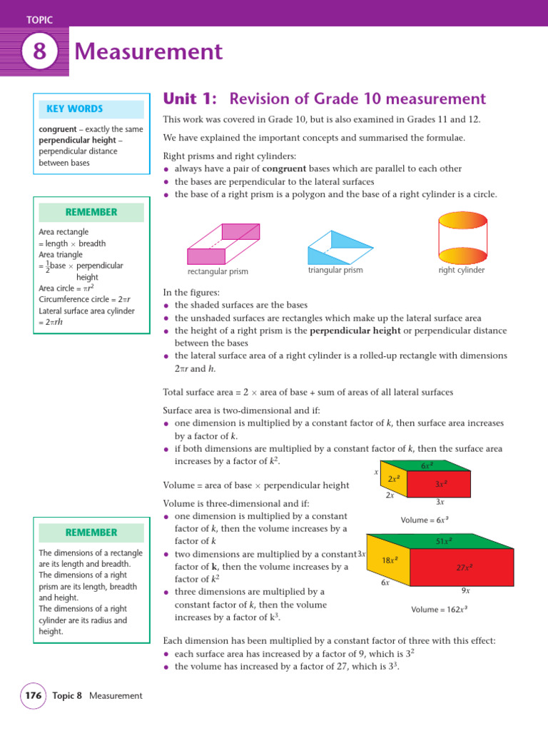 Grade 10 Measurement Revision Guide | PDF | Area | Sphere