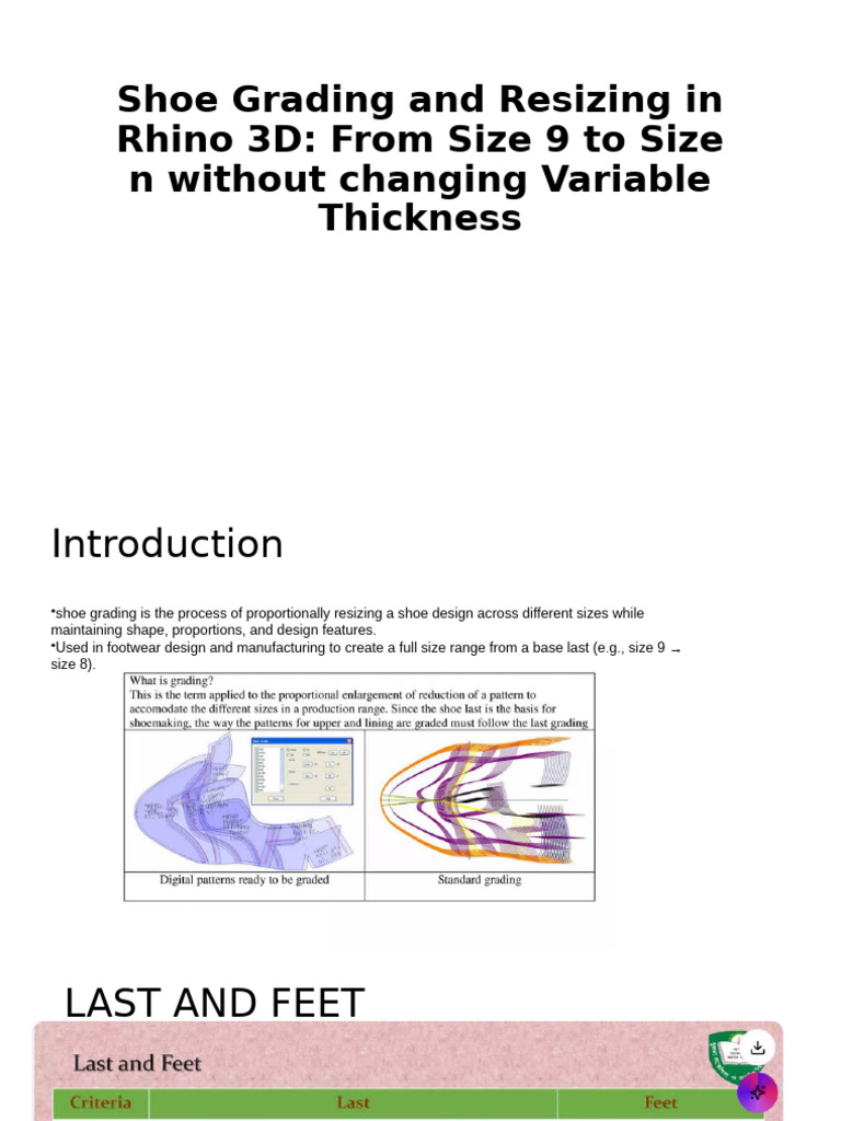 Shoe Grading and Resizing in Rhino 3D | PDF