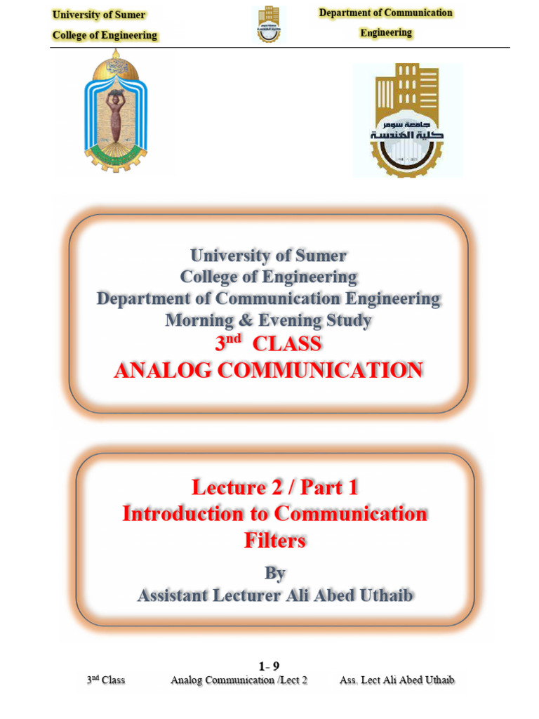 Analog Communication: Filters Explained | PDF | Electronic Filter ...