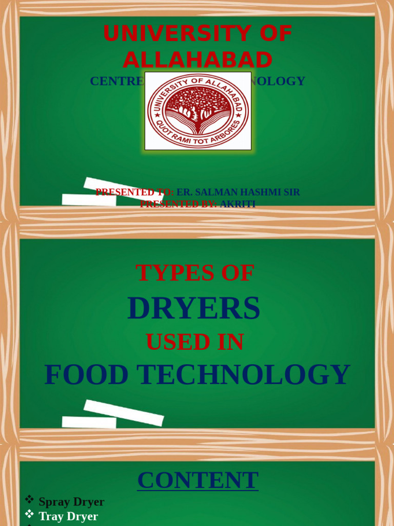 Types of Dryers in Food Technology | PDF | Clothes Dryer | Vacuum