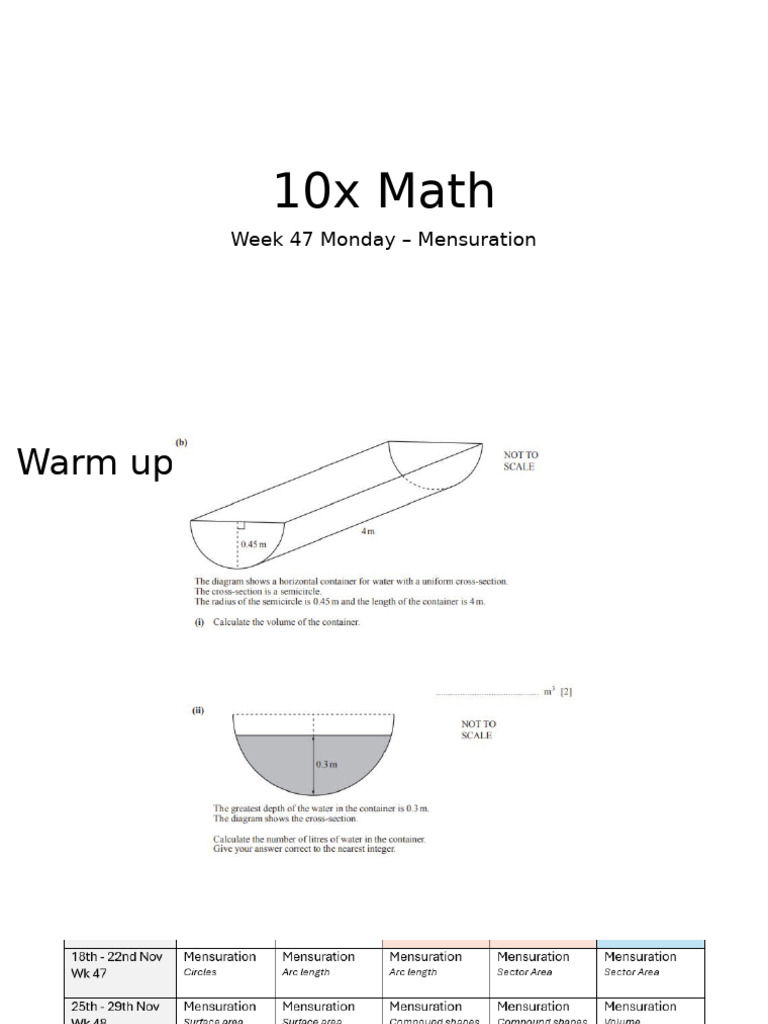 10x Math Week 47 Mensuration | PDF