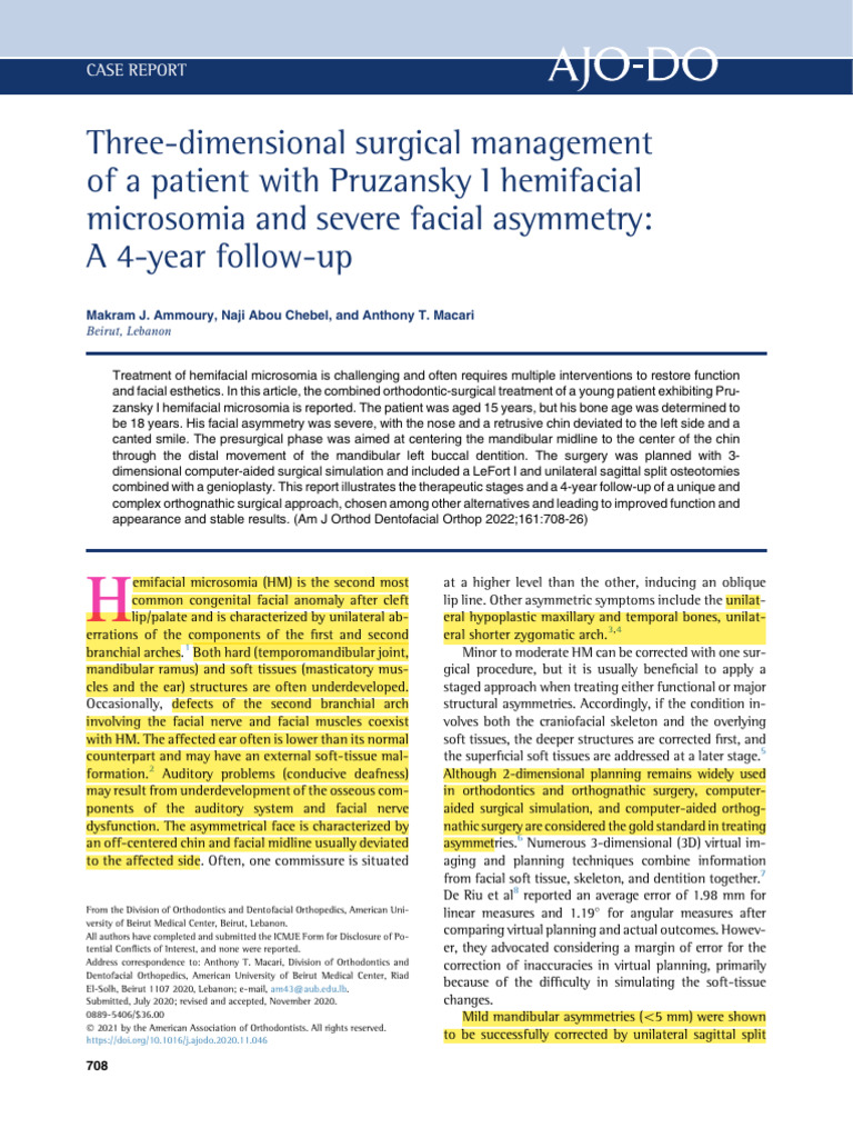 Hemifacial Microsomia May 2022 | PDF | Dental Anatomy | Orthodontics