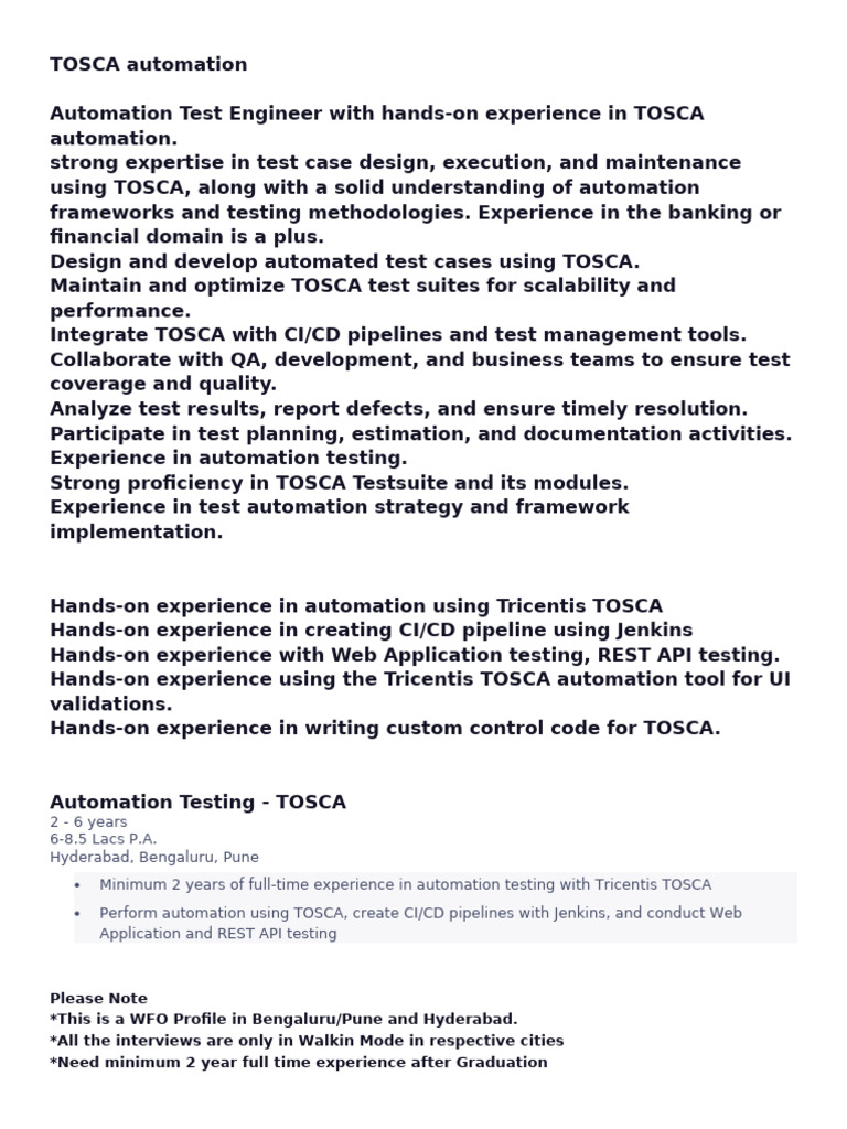 TOSCA Automation Interview Details | PDF | Software Development Process ...