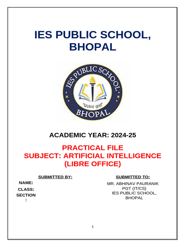 Practical File Front Page Class X | PDF