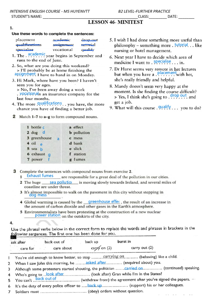 b2 Level - Lesson 46 - Minitest-Edited | PDF