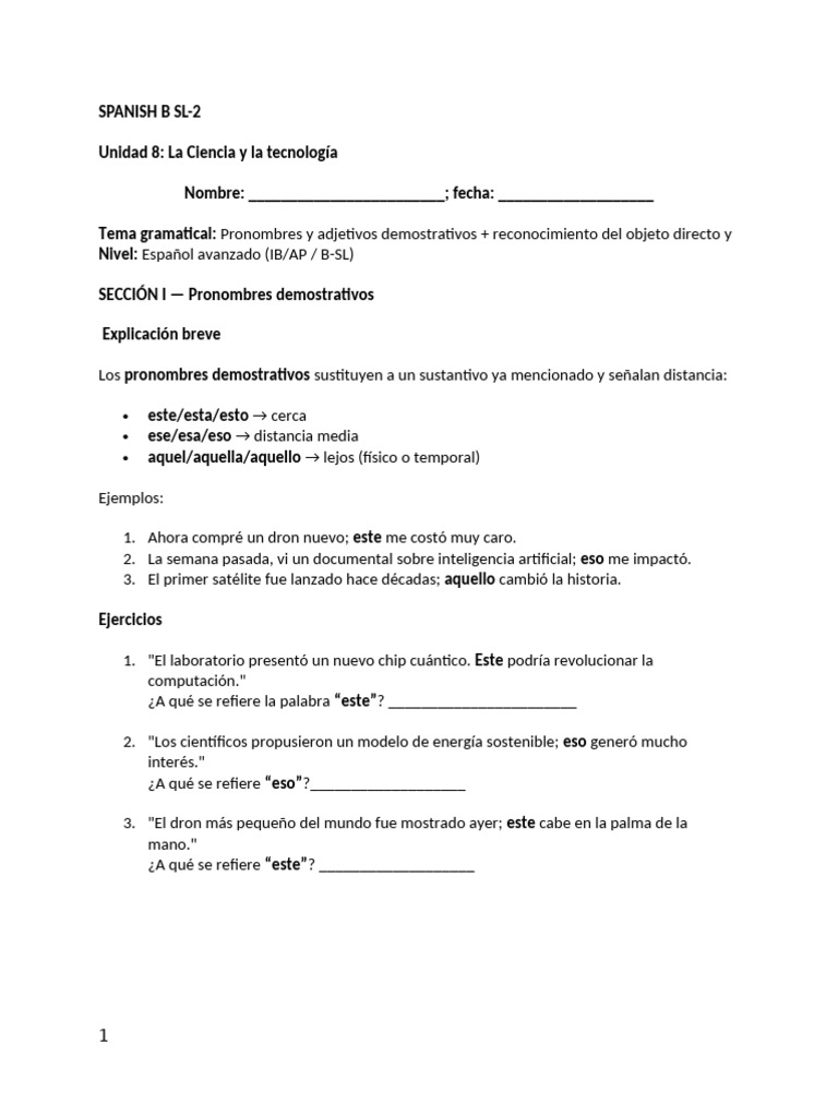 Pronombres, Objeto Directo, Objeto Indirecto | PDF | Verbo