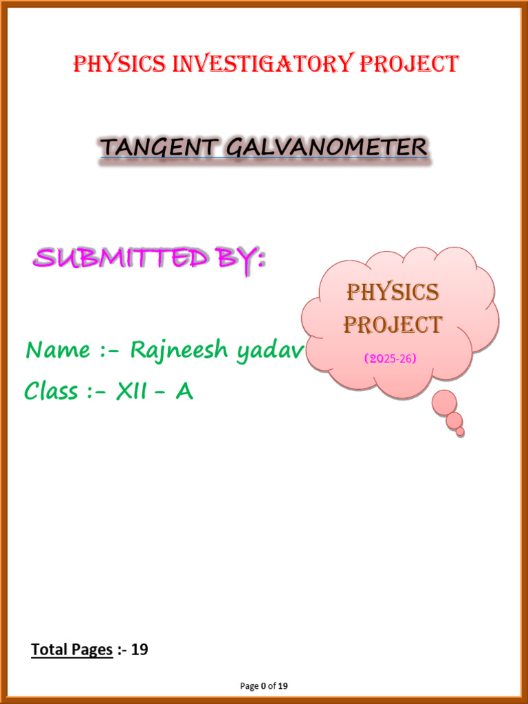 Submitted By:: Physics Investigatory Project | PDF | Earth's Magnetic ...
