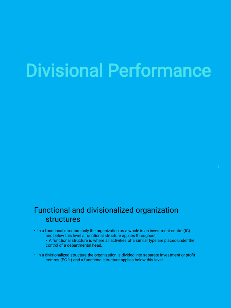 2.0 Divisional Performance | PDF | Profit (Economics) | Return On ...