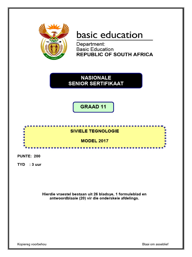 Civil Technology Exemplar GR 11 2017 Afr | PDF