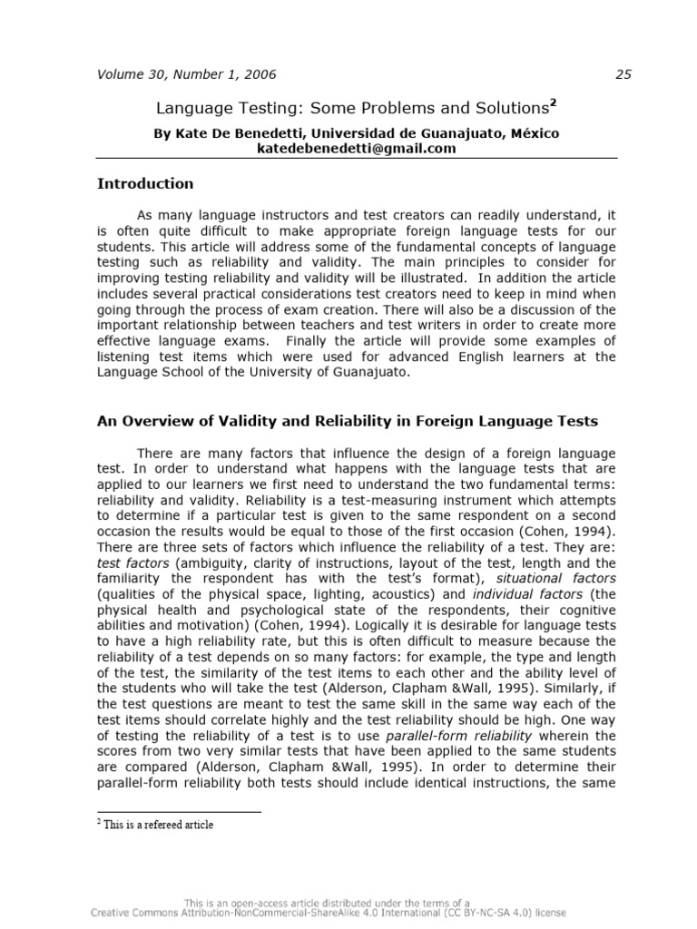 Language Testing: Validity and Reliability Insights | PDF | Validity ...