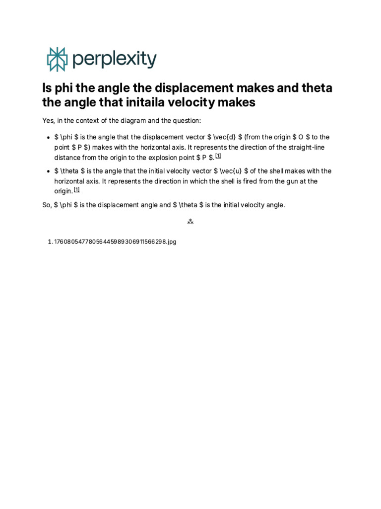 Is Phi The Angle The Displacement Makes and Theta | PDF