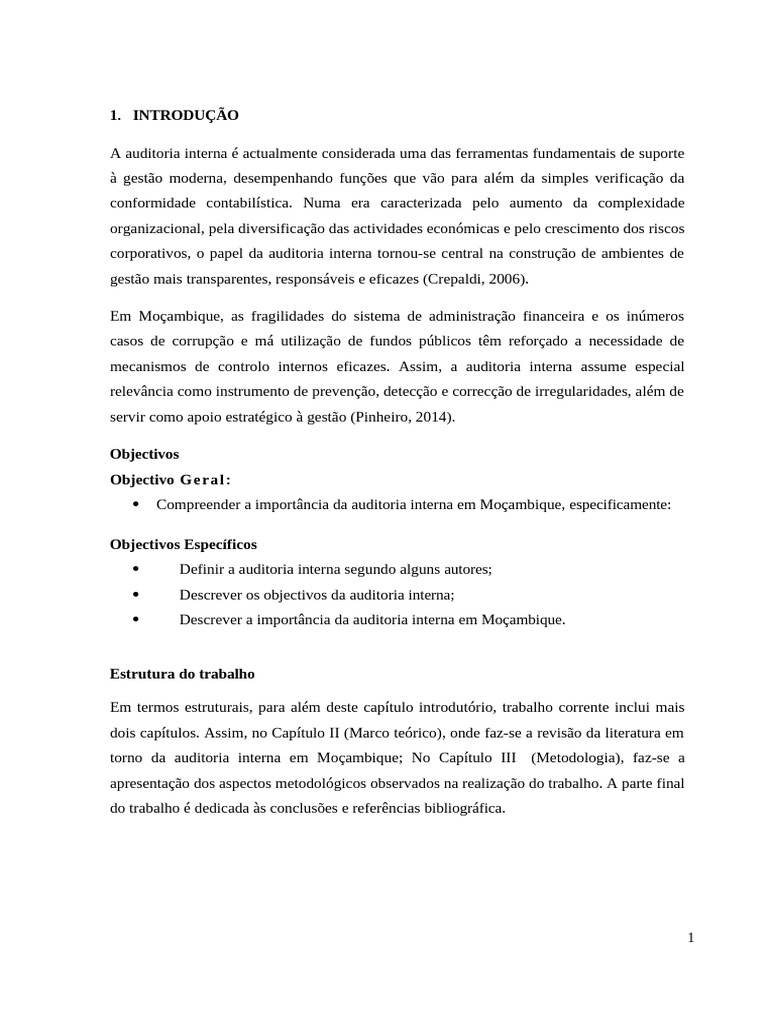Importância da Auditoria Interna em Moçambique | PDF | Auditoria ...
