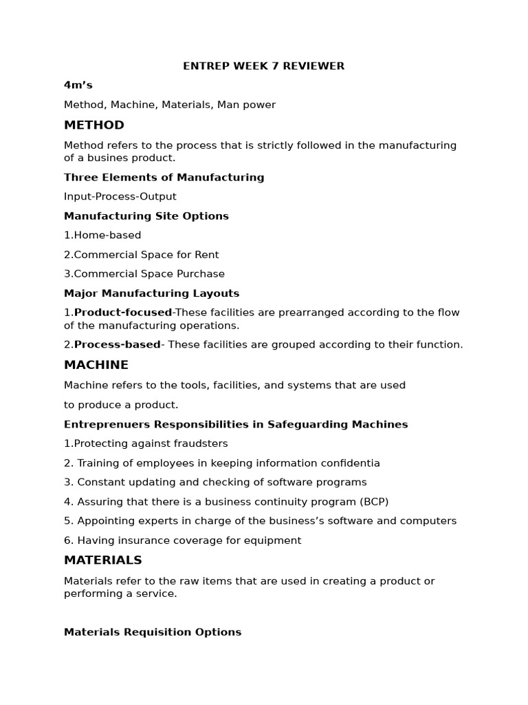 Entrep Week 7 Reviewer | PDF