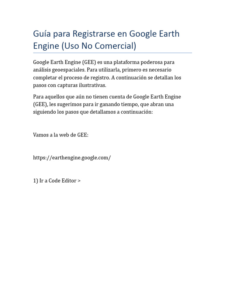 Registro Google Earth Engine | PDF