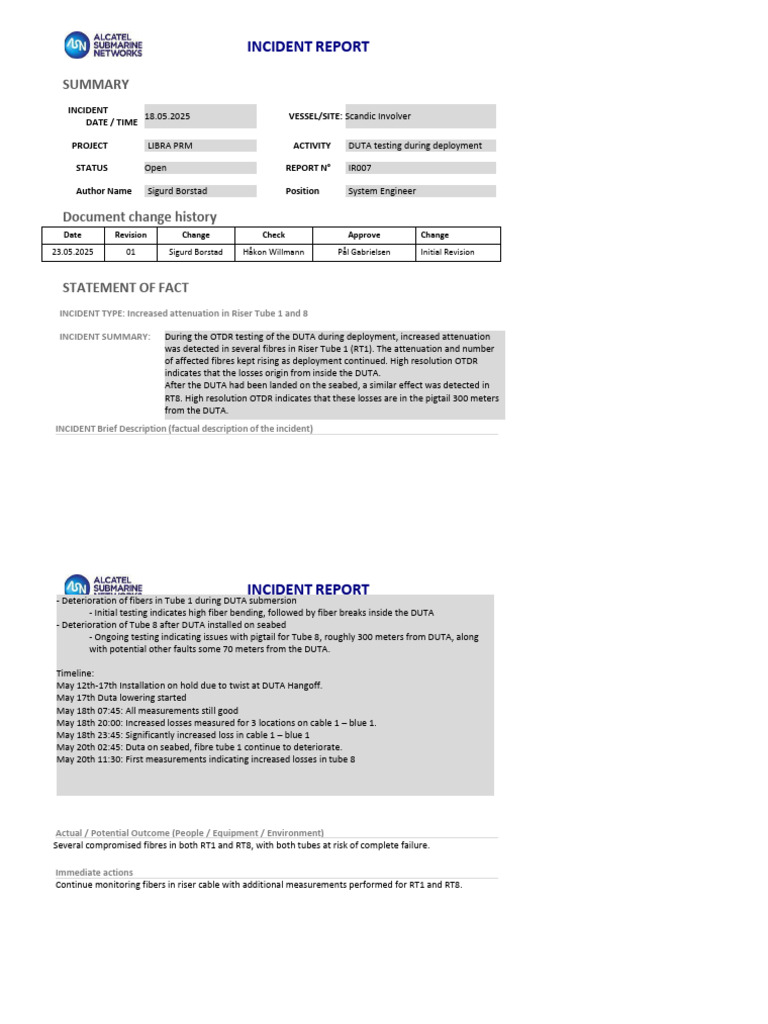 Riser Tube Incident Report - LIBRA PRM | PDF