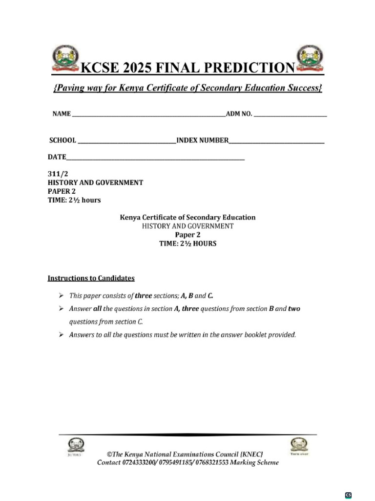 Kcse 2025 Final Prediction | PDF
