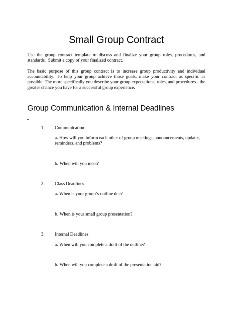Small Group Contract Template Guide | PDF