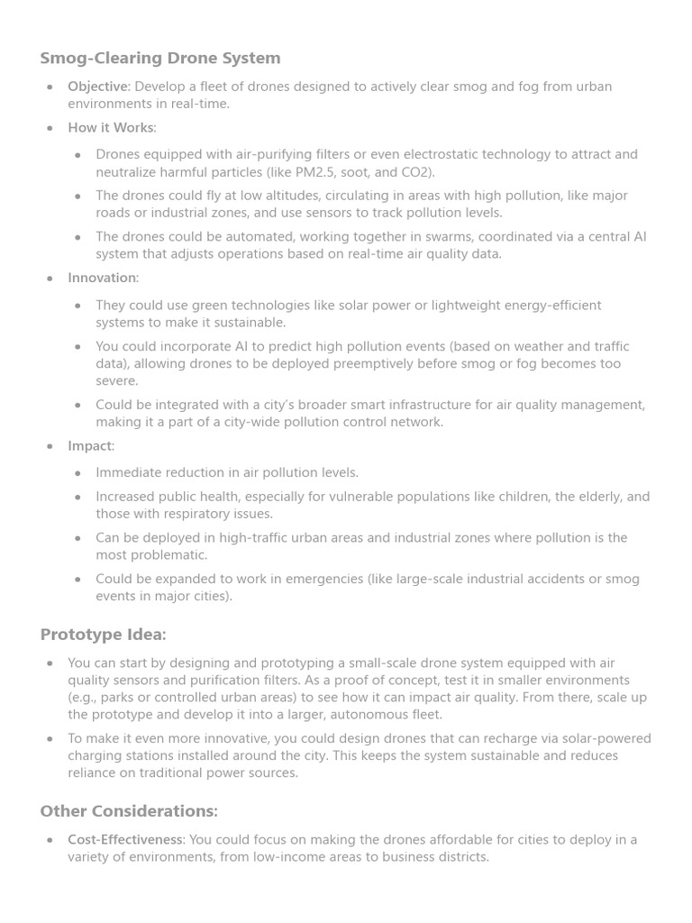 Smog-Clearing Drone System Overview | PDF | Air Pollution | Unmanned ...