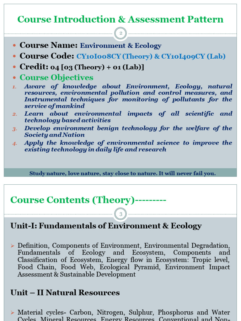Environment & Ecology Course Overview | PDF | Nature | Natural Environment