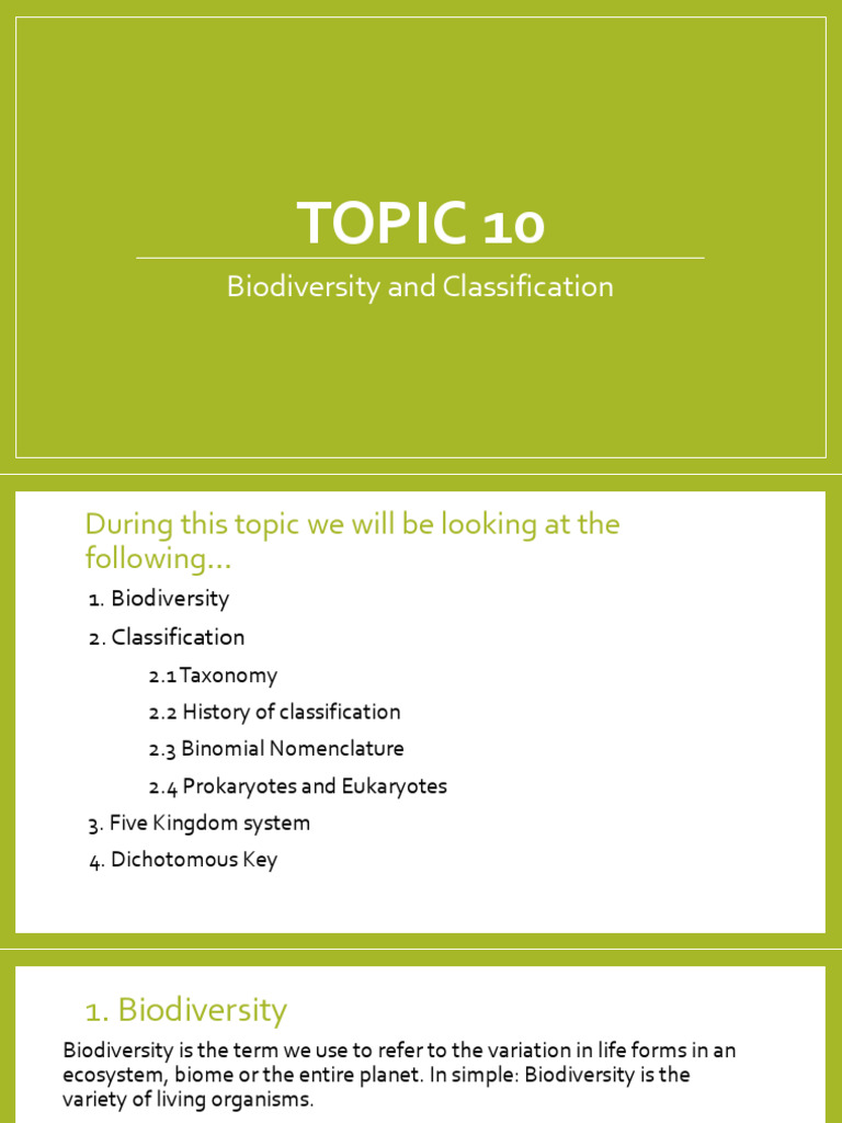 Biodiversity and Classification Overview | PDF | Eukaryotes | Cell ...