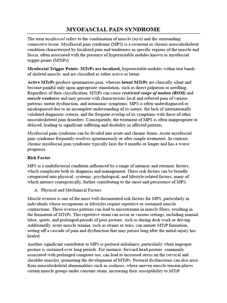 Myofascial Pain Syndrome | PDF | Myofascial Trigger Point | Peripheral Neuropathy