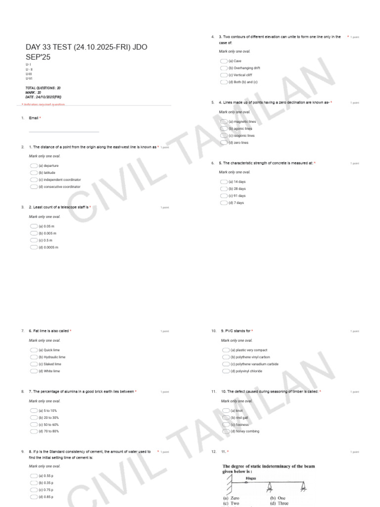 DAY 33 TEST (24.10.2025-FRI) JDO SEP'25_CT | PDF | Lime (Material ...