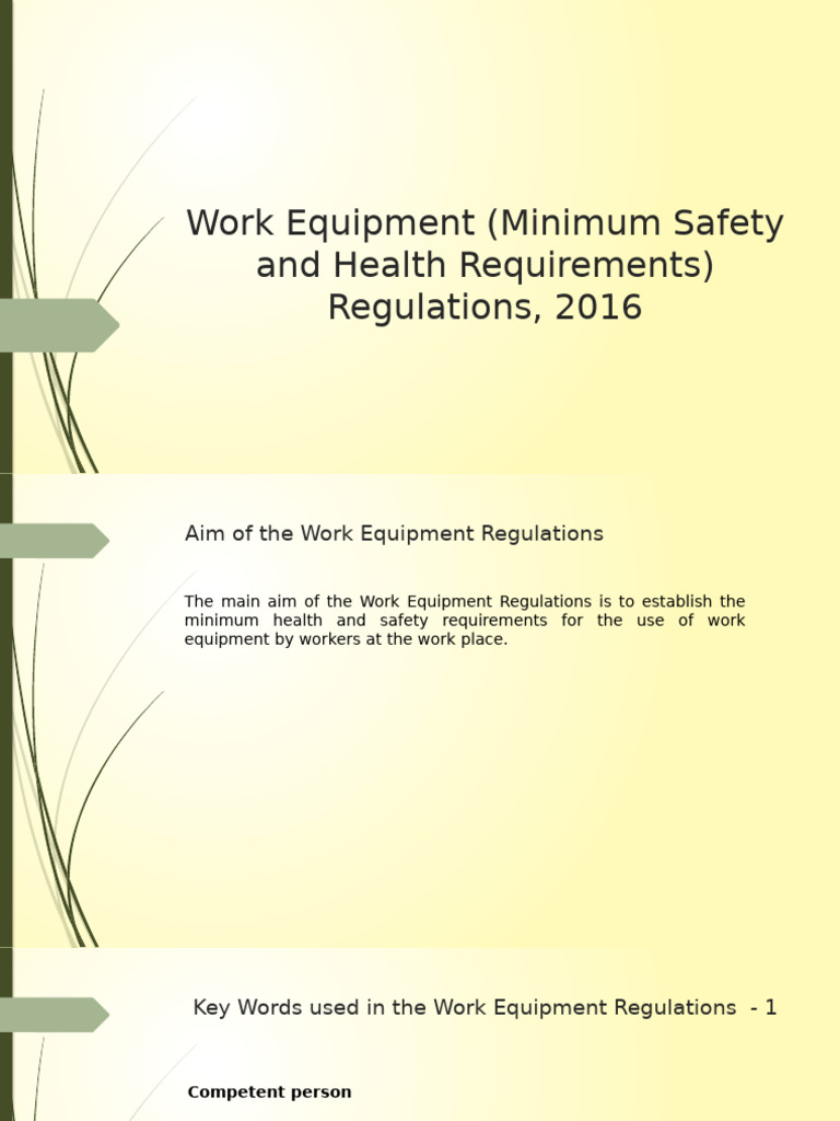 Work Equipment Safety Regulations 2016 | PDF | Scaffolding | Safety