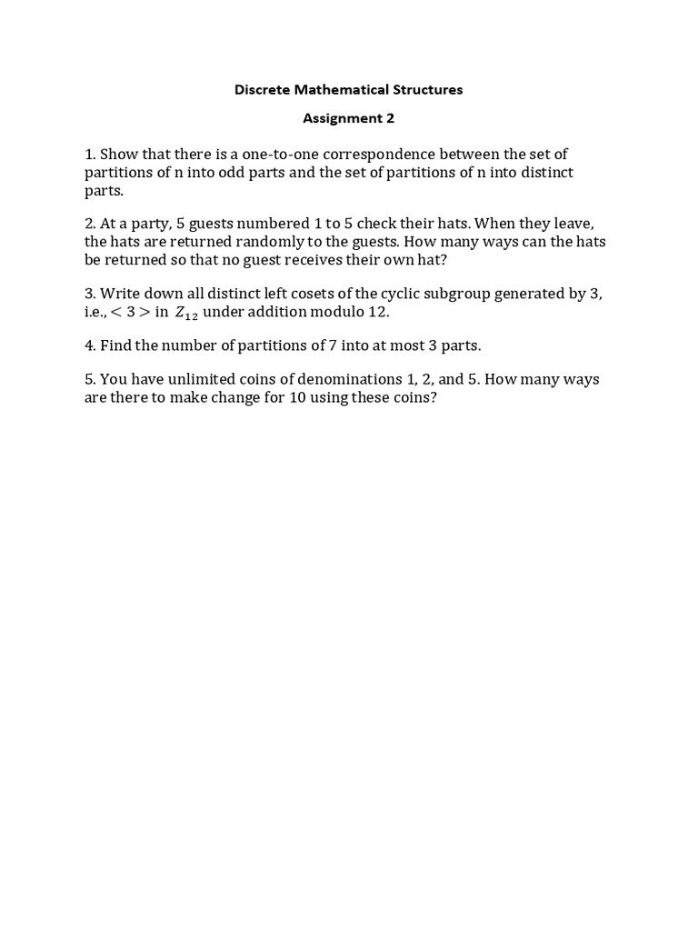 Discrete Mathematical Structures Asssignment 3 | PDF