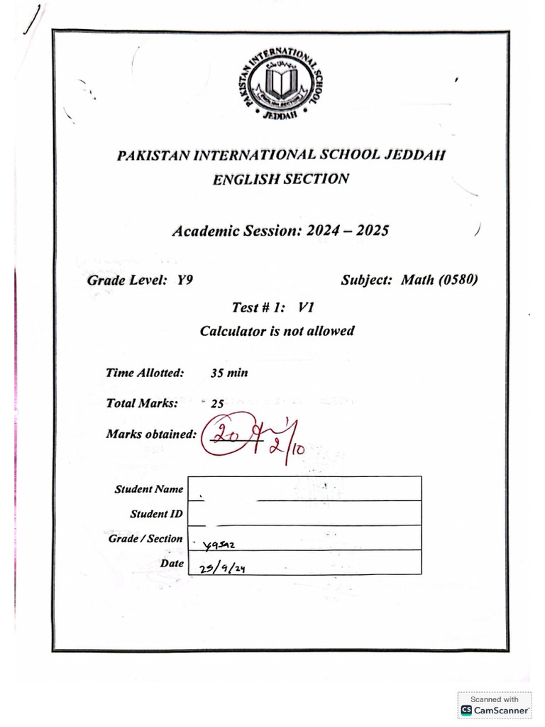 Y9 Maths Test 1 | PDF