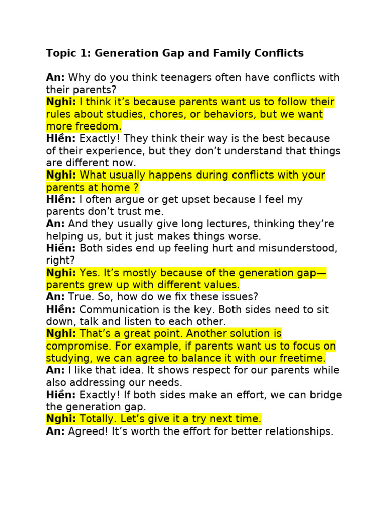 Topic 1 Generation Gap | PDF
