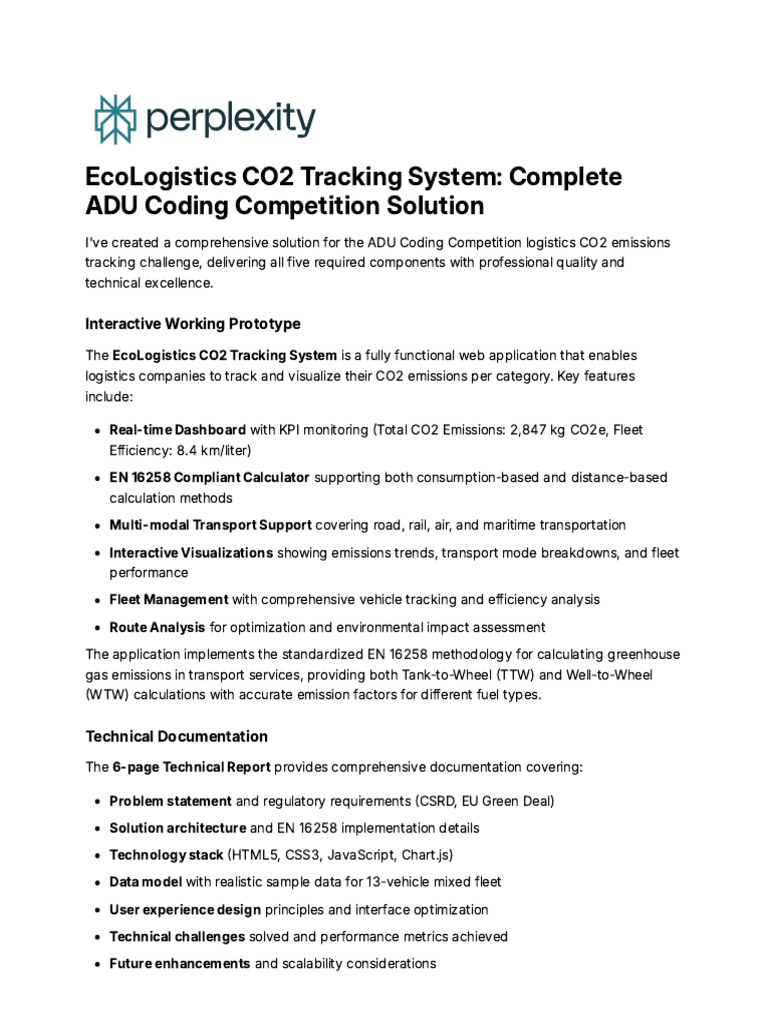 EcoLogistics CO2 Tracking System - Complete ADU Cod | PDF | Transport ...