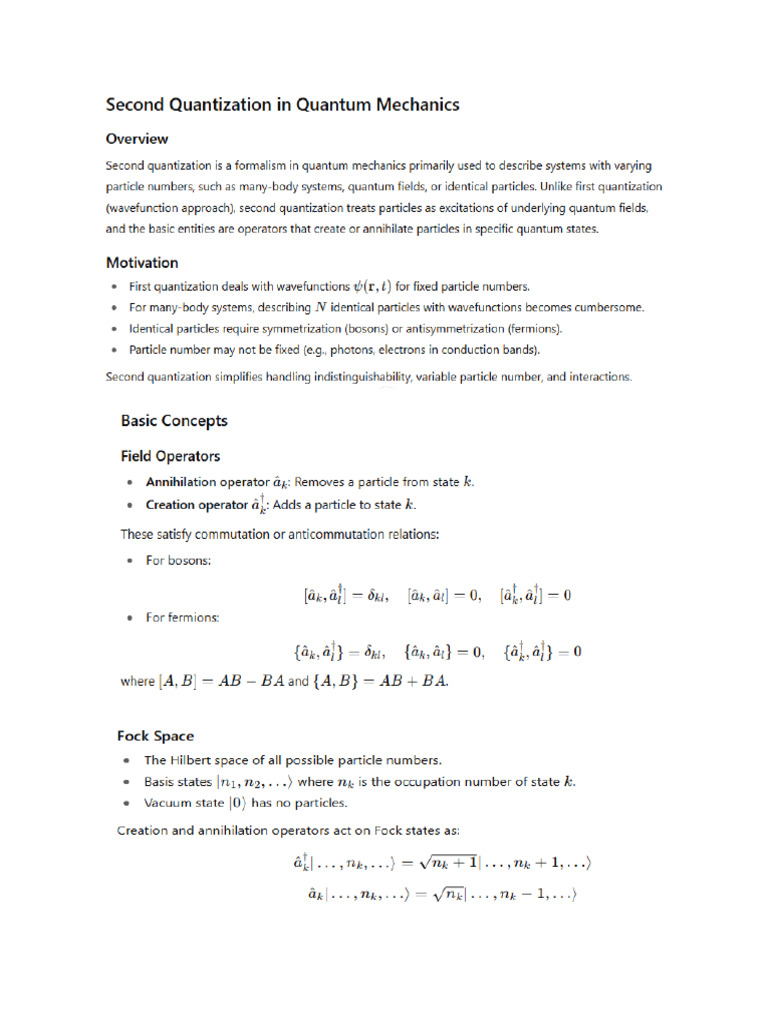 Second Quantization | PDF