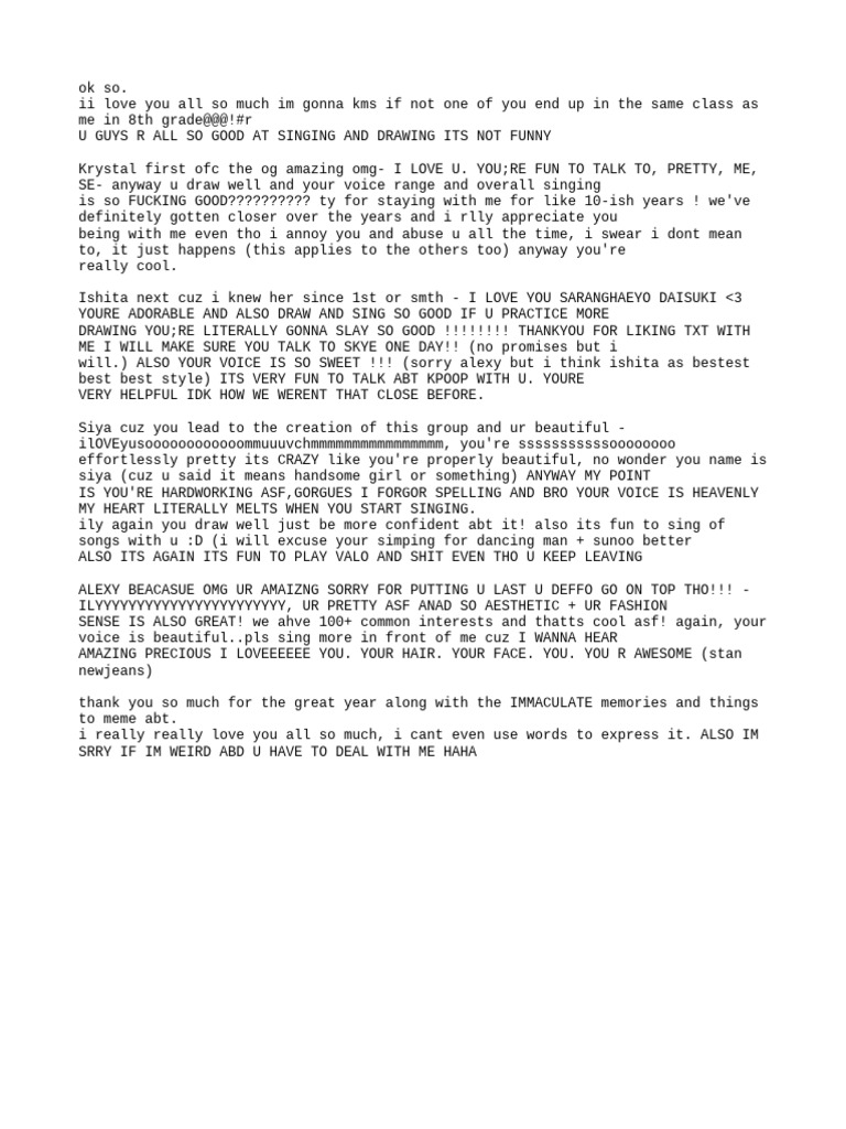 Heartfelt Message to Friends in 8th Grade | PDF