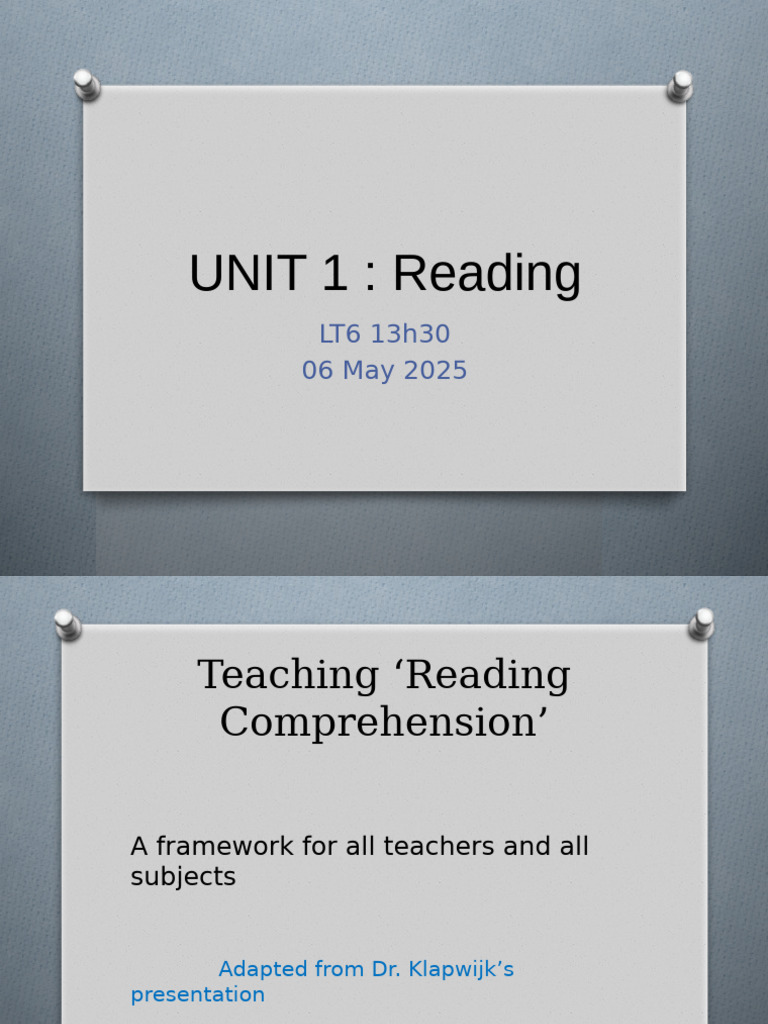 UNIT 1 Reading Comprehension | PDF | Reading Comprehension | Cognition