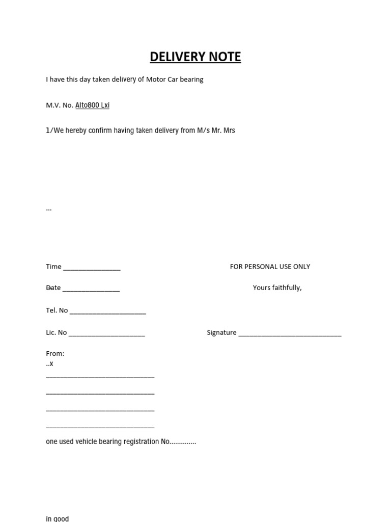Delivery Note | PDF