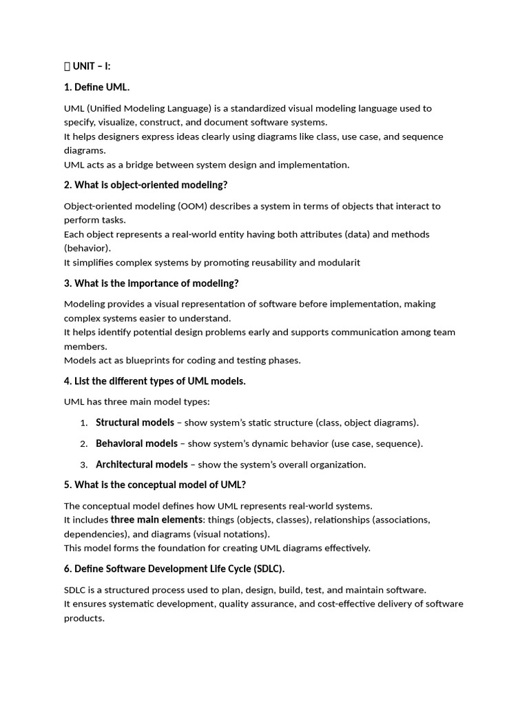 OOAD 2marks | PDF | Class (Computer Programming) | Unified Modeling ...