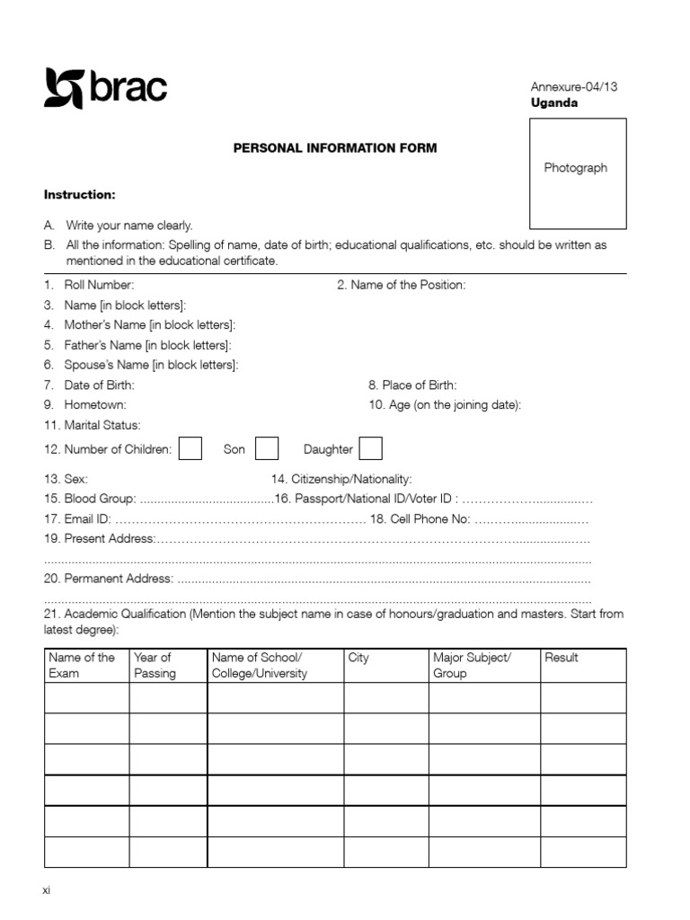 Personal Information Form | PDF | Chess | Chess Theory