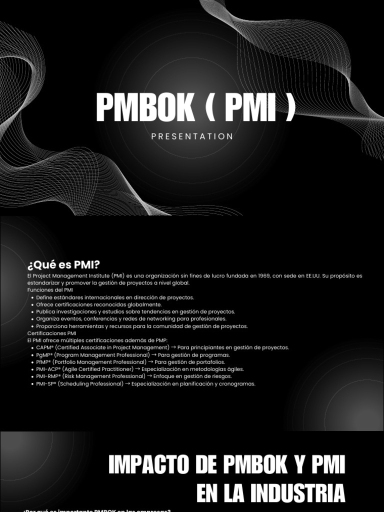 Importancia del PMBOK y PMI en Proyectos | PDF | Gestión de proyectos ...