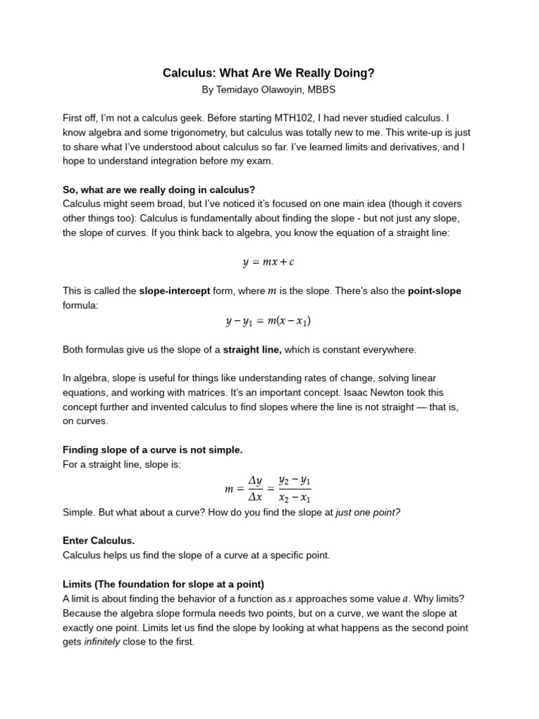 Calculus Intro | PDF | Slope | Calculus