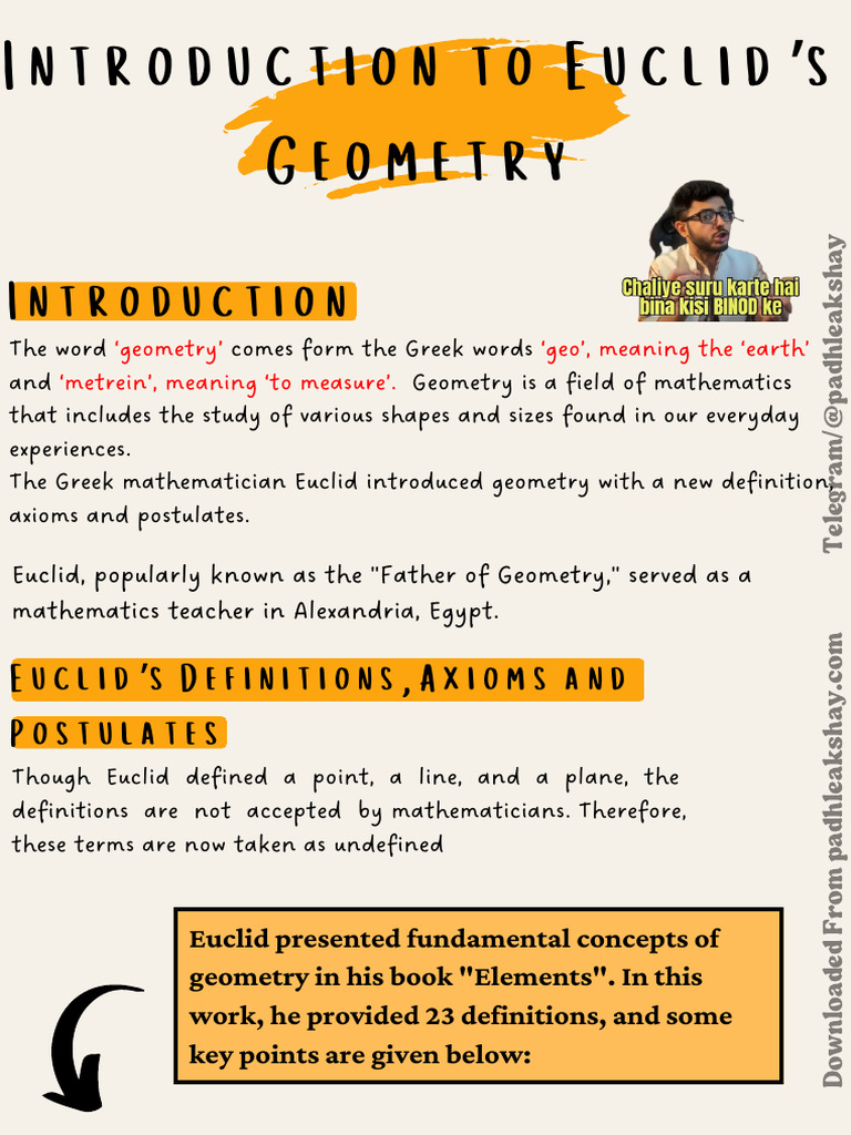 Introduction Euclid Geometry | PDF | Axiom | Line (Geometry)
