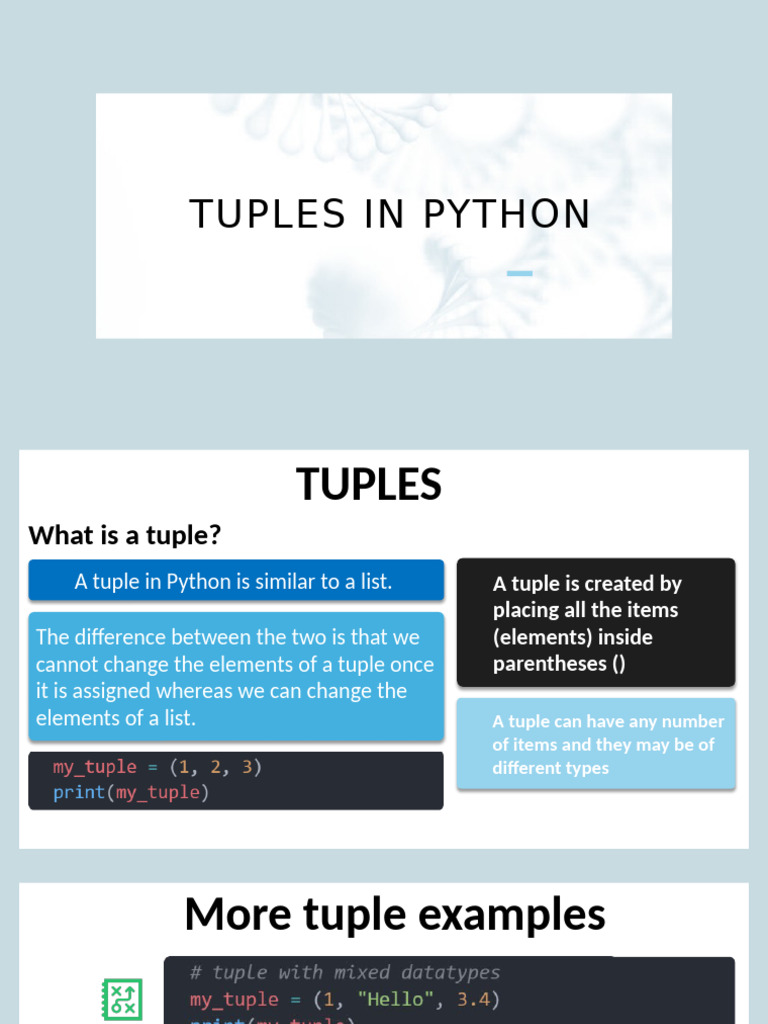 10th PPT Tuples in Python | PDF