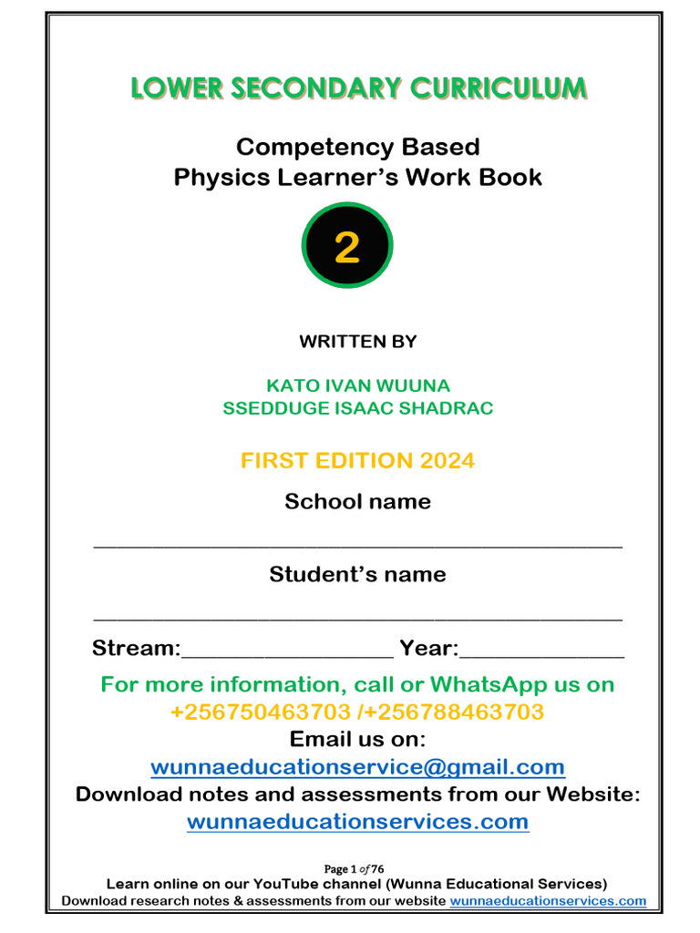 Competency-Based Physics Workbook 2024 | PDF | Fuels | Energy Development