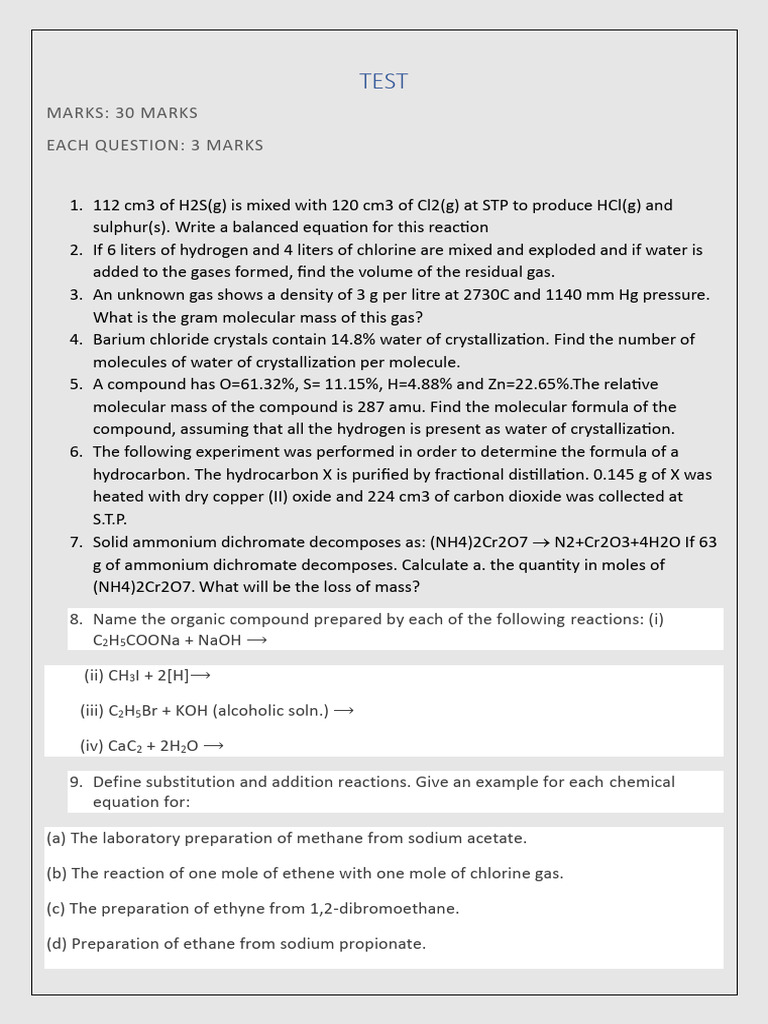 Test Mole Concept | PDF