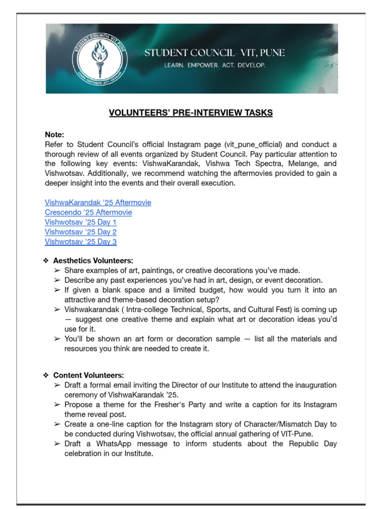 Volunteer Pre-Interview Task Guide | PDF | Microsoft Excel | Databases