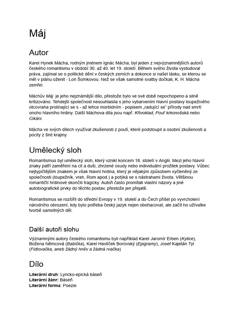 Máj, Karel Hynek Mácha | PDF