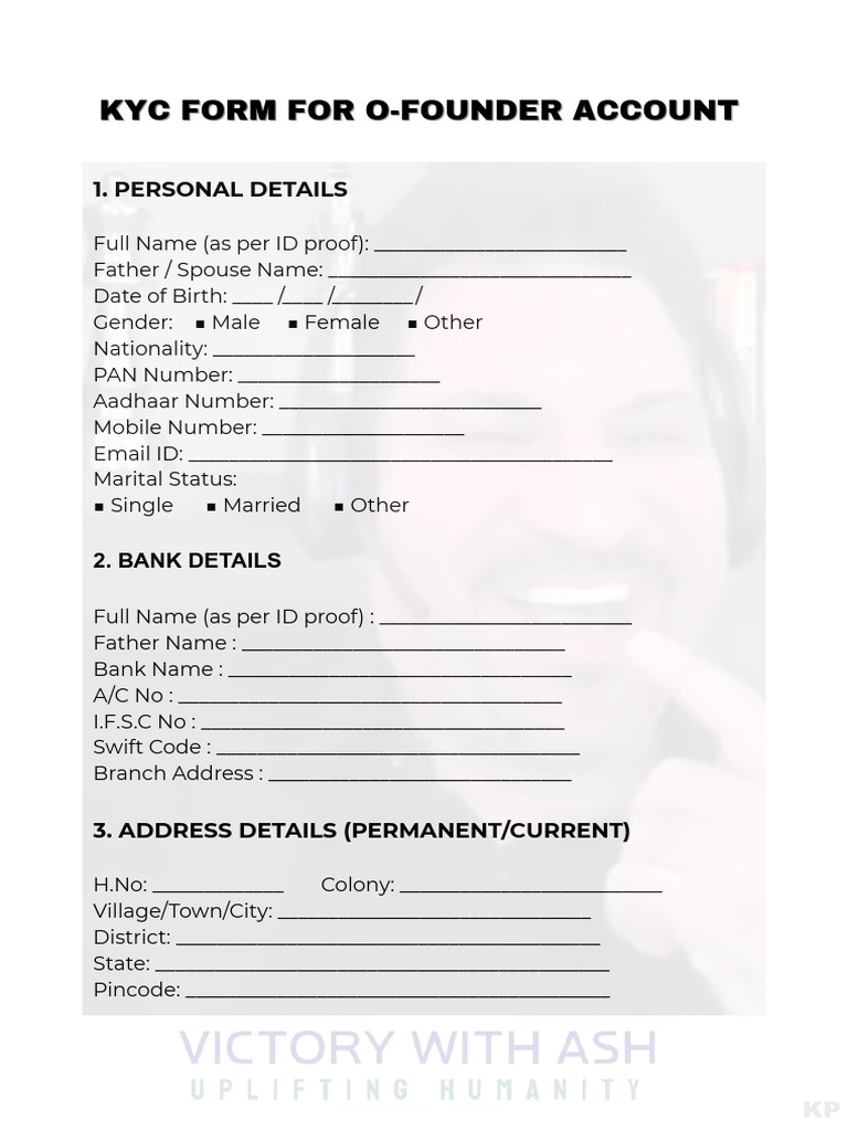 KYC Form for O-Founder Account Download | PDF