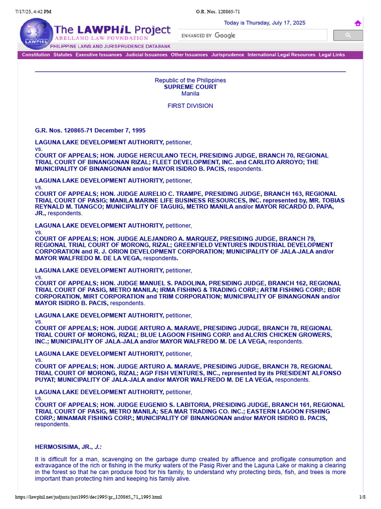 Laguna Lake Development Authority Case | PDF | Repeal | Writ Of Prohibition