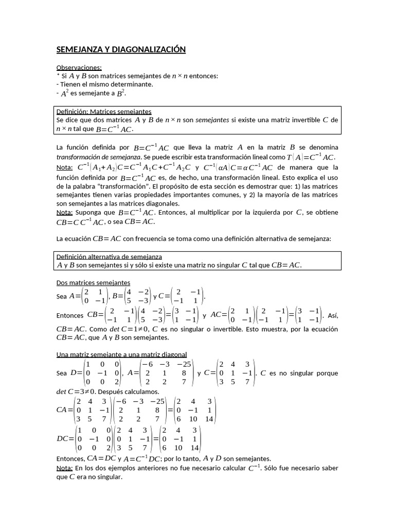 2 - Guía de Trabajo - Matrices Semejantes Y Diagonalización (Resumen ...